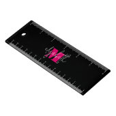 Modern Black Pink Monogram Script Name Black Ruler | Zazzle