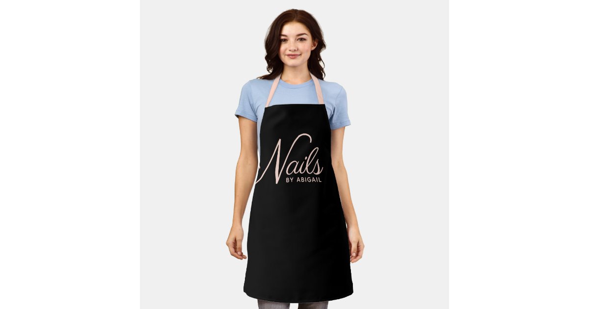 Modern Black & Pink Nail Stylist Apron | Zazzle