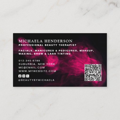Modern Black & Pink Smoke Business Card | Zazzle