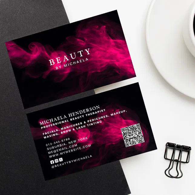 Modern Black & Pink Smoke Business Card | Zazzle