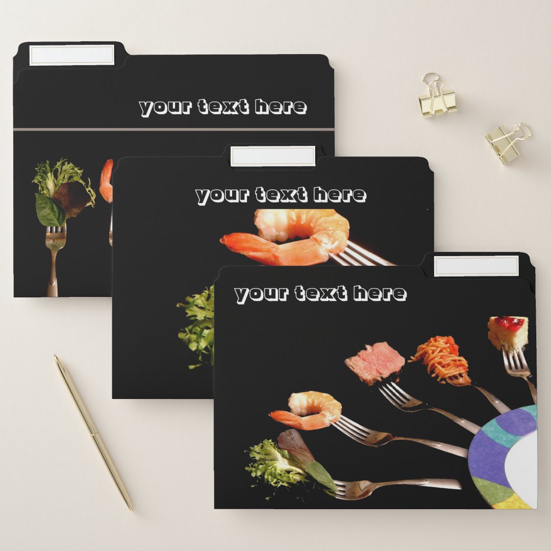 Modern Black Recipe File Folders | Zazzle