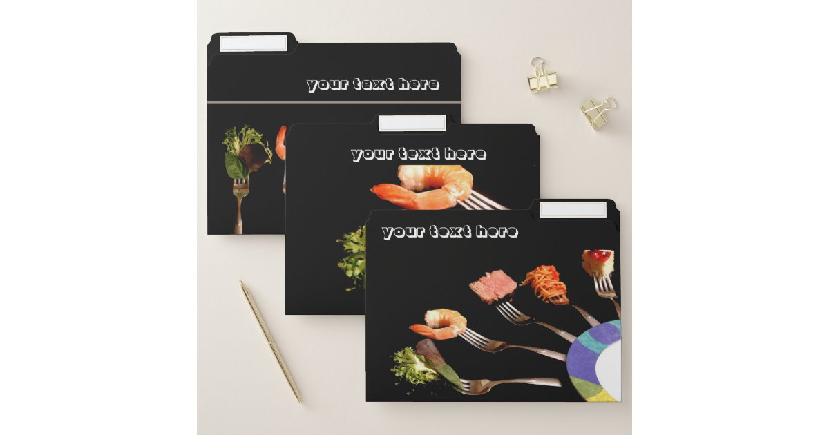Modern Black Recipe File Folders | Zazzle