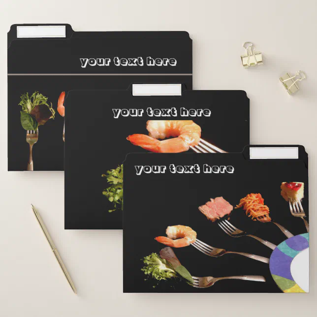 Modern Black Recipe File Folders | Zazzle