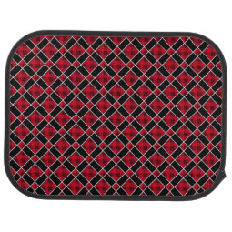 Modern black red checkered car floor mat | Zazzle