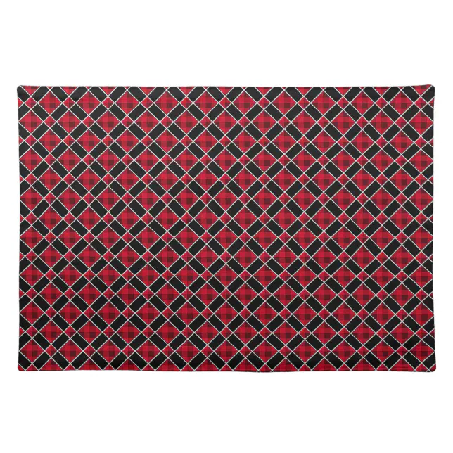 Modern Black & Red Checkered Cloth Placemat | Zazzle