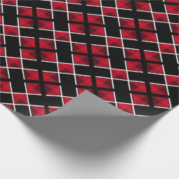 Modern black red checkered wrapping paper | Zazzle