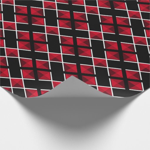 Modern black red checkered wrapping paper | Zazzle