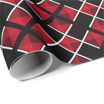 Modern black red checkered wrapping paper | Zazzle