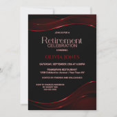 Modern Black Red Retirement Celebration Invitation | Zazzle