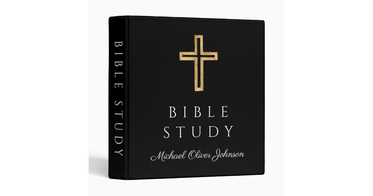 Modern Black Religious Cross Bible Study 3 Ring Binder | Zazzle