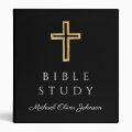 Modern Black Religious Cross Bible Study 3 Ring Binder | Zazzle