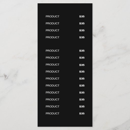 Modern Black Restaurant Bar Menu | Price List | Zazzle