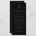 Modern Black Rose Gold Elegant Script Wedding Menu | Zazzle
