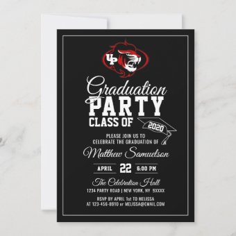 Modern Black School GRADUATION Party | add LOGO Invitation | Zazzle