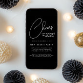 Modern Black Script Cheers New Years Eve Party Invitation | Zazzle