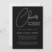 Modern Black Script Cheers New Years Eve Party Invitation | Zazzle