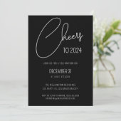 Modern Black Script Cheers New Years Eve Party Invitation | Zazzle