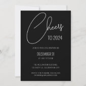 Modern Black Script Cheers New Years Eve Party Invitation | Zazzle