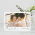 Modern Black Script Merry Christmas Photo Holiday Card | Zazzle