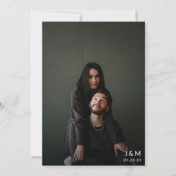 Modern Black Script Photo Monogram QR code Wedding Invitation | Zazzle