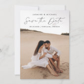 Modern Black Script QR Code 2 Photo Save The Date | Zazzle