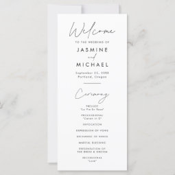 Modern Black Script Wedding Program | Zazzle