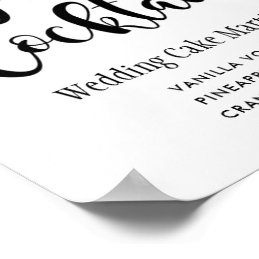 Modern Black Script Wedding Signature Drink Poster | Zazzle
