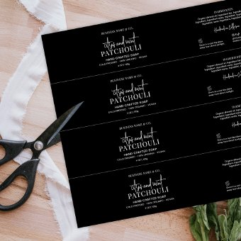 Modern Black Shampoo Bar or Soap Belly Band Label | Zazzle