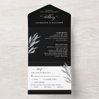 Modern Black & Silver Wedding with Perforated RSVP All In One ...