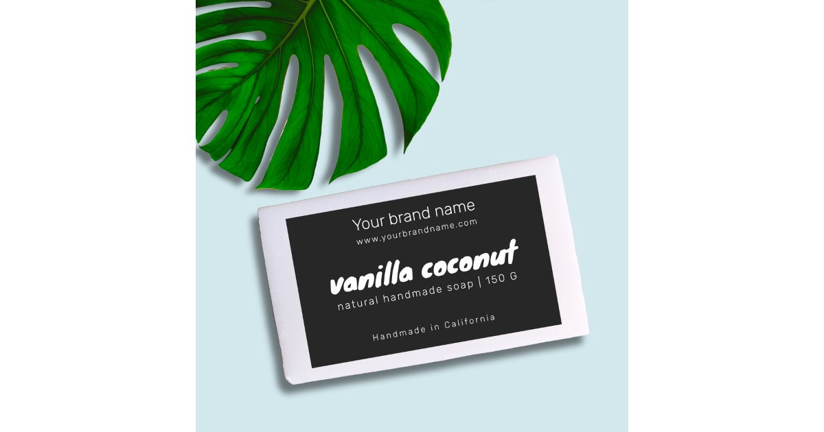 Modern black soap packaging label | Zazzle