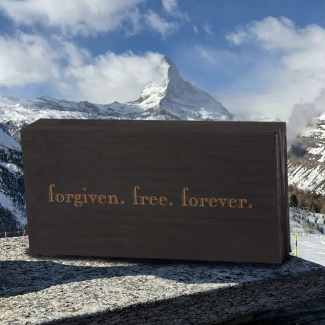 Modern Black Tan Forgiven. Free. Forever. Name Wooden Box Sign | Zazzle