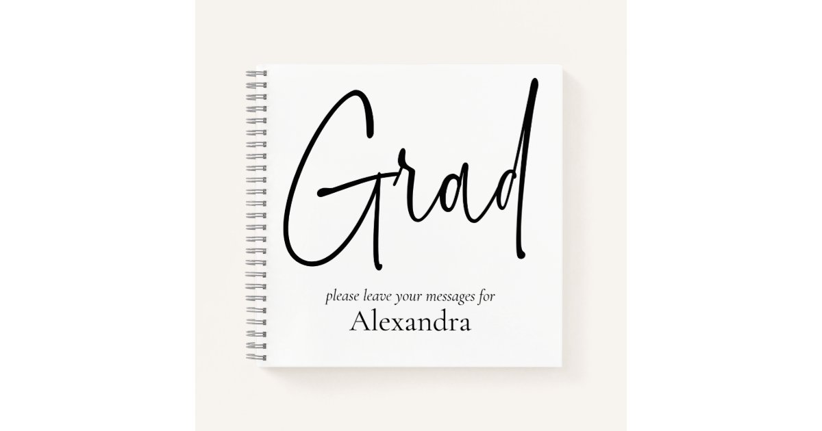 Modern Black Text Grad Name Graduation Guest Book | Zazzle