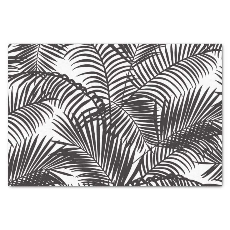 Modern black tropical palm trees pattern tissue paper | Zazzle