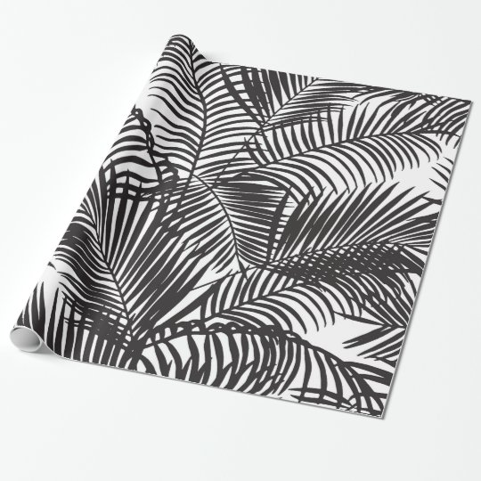 Modern black tropical palm trees pattern wrapping paper | Zazzle.com