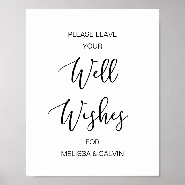 Modern Black Typeface, Wedding Well Wishes Poster | Zazzle