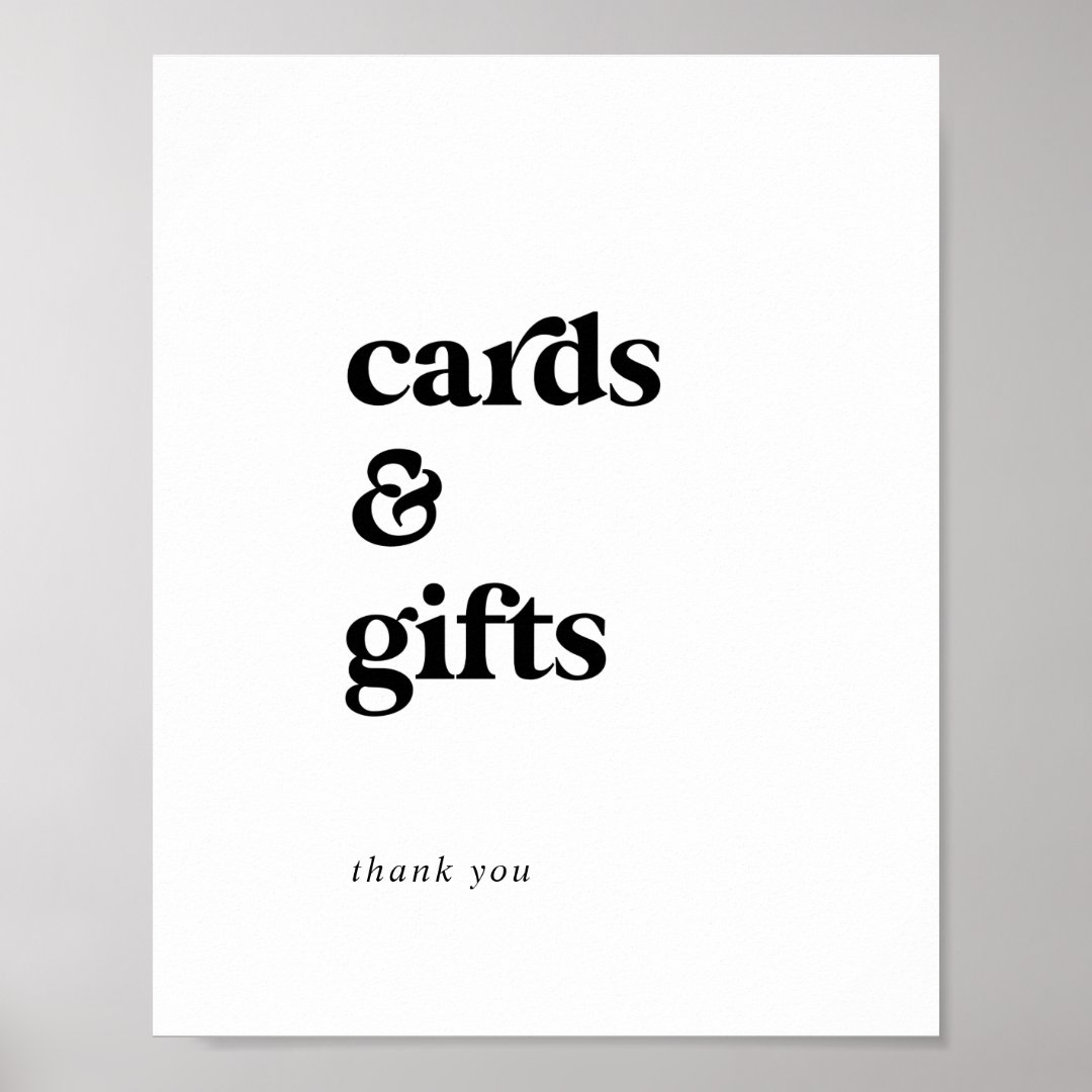 Modern Black Typography Cards and Gifts Sign | Zazzle