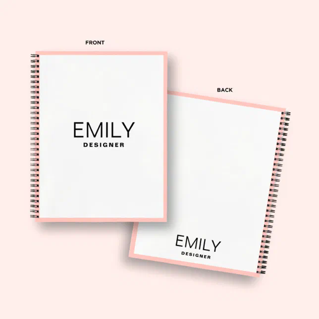 Modern Black Typography | Pink Border Notebook | Zazzle
