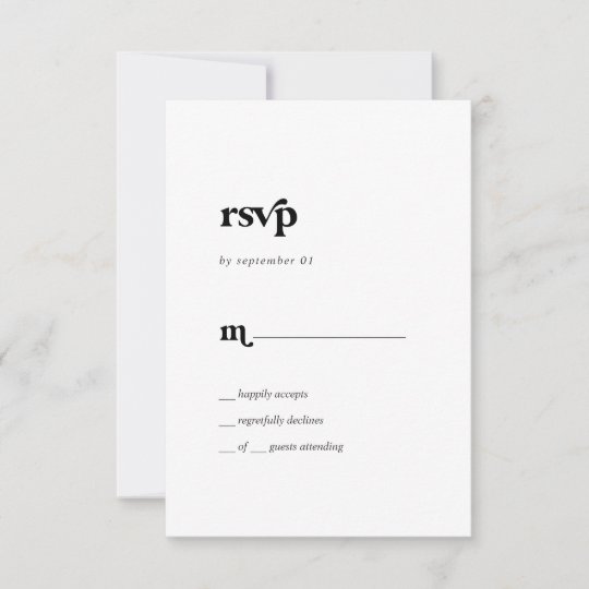 Modern Black Typography Simple RSVP Card | Zazzle.com