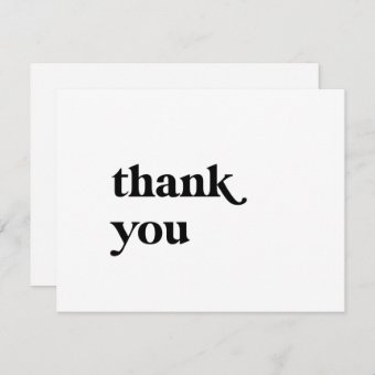 Modern Black Typography Thank You Card | Zazzle