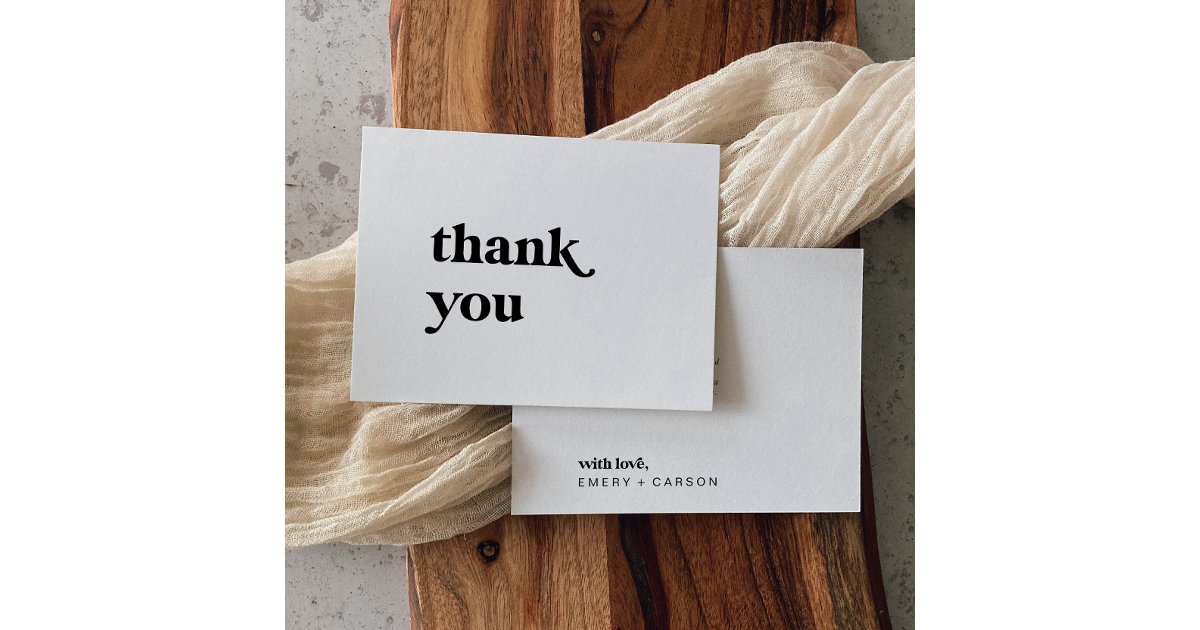 Modern Black Typography Thank You Card | Zazzle