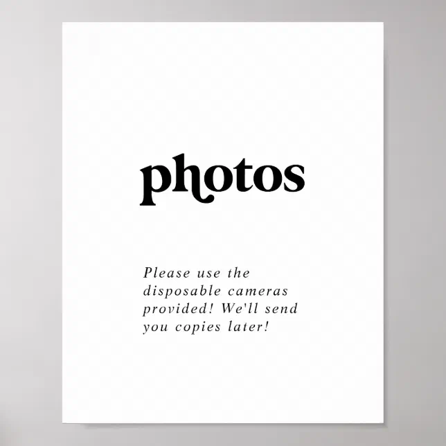 Modern Black Typography Wedding Photos Sign | Zazzle