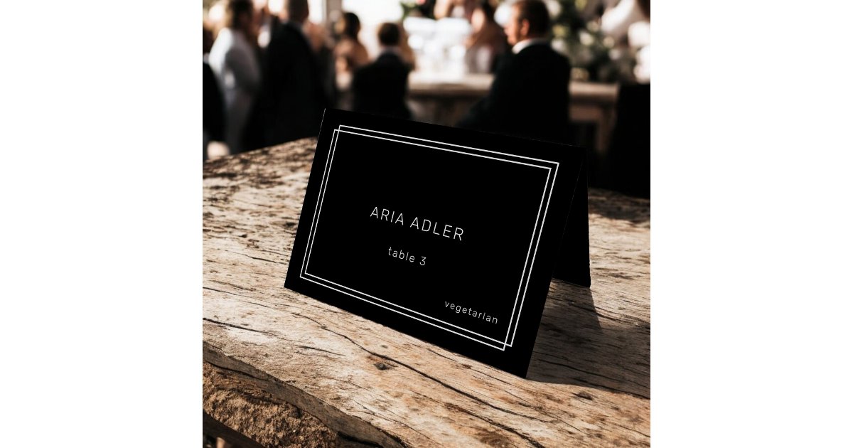 Modern Black Wedding Place Cards / AVERY | Zazzle