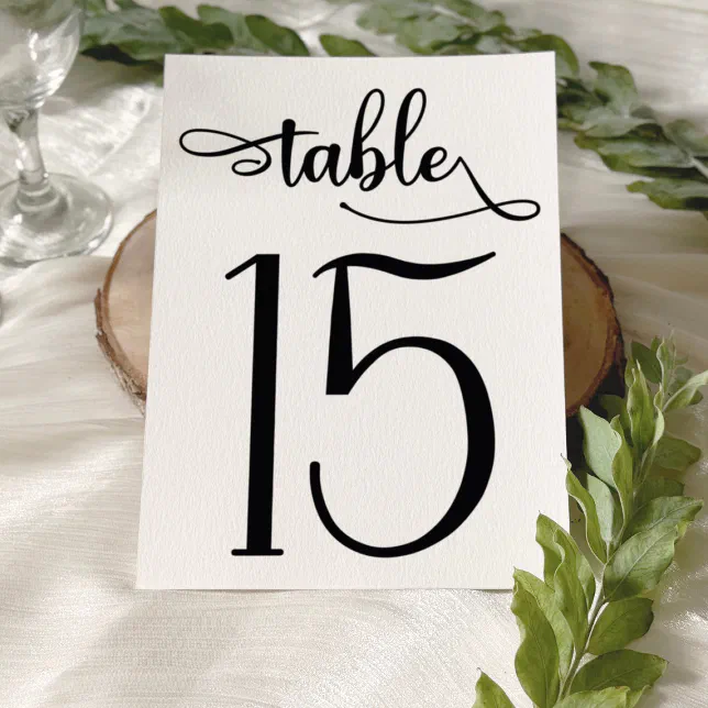 Modern black white 3.5x5 table number | Table 15 | Zazzle