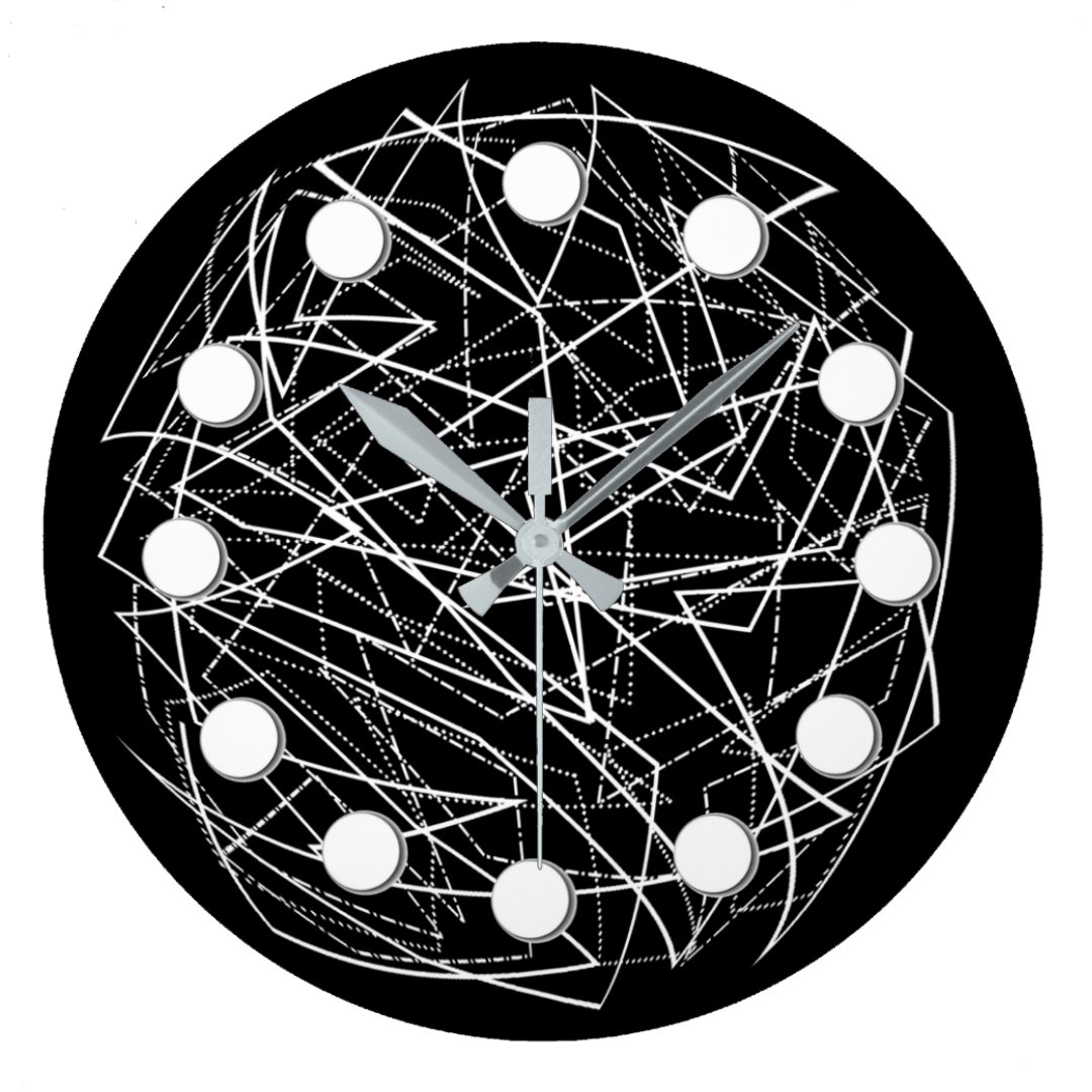 Modern Black & White Abstract Wall Clock | Zazzle