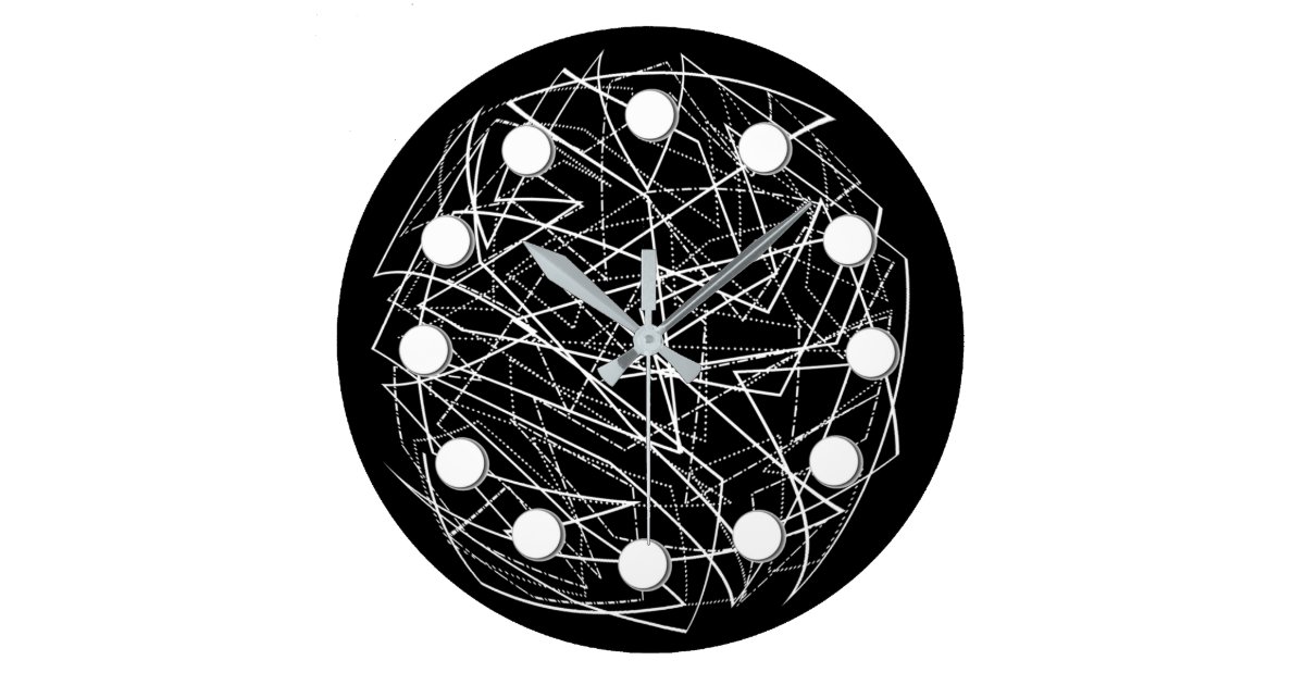 Modern Black & White Abstract Wall Clock | Zazzle