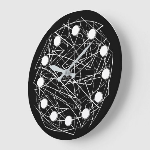 Modern Black & White Abstract Wall Clock | Zazzle