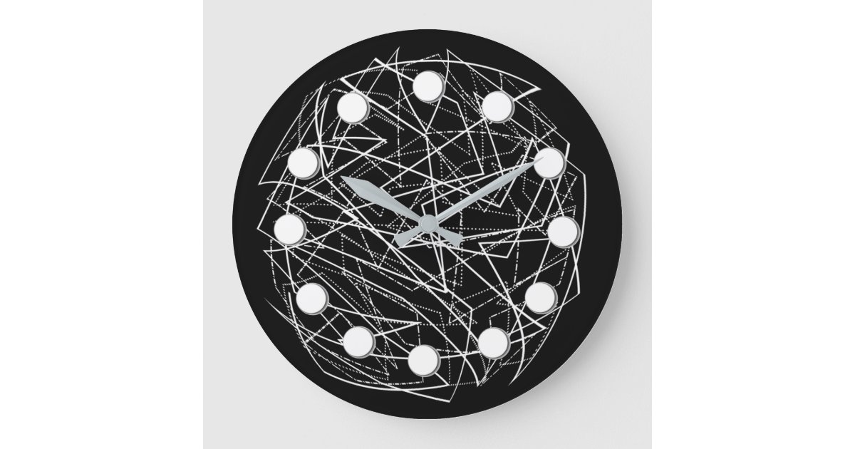 Modern Black & White Abstract Wall Clock | Zazzle