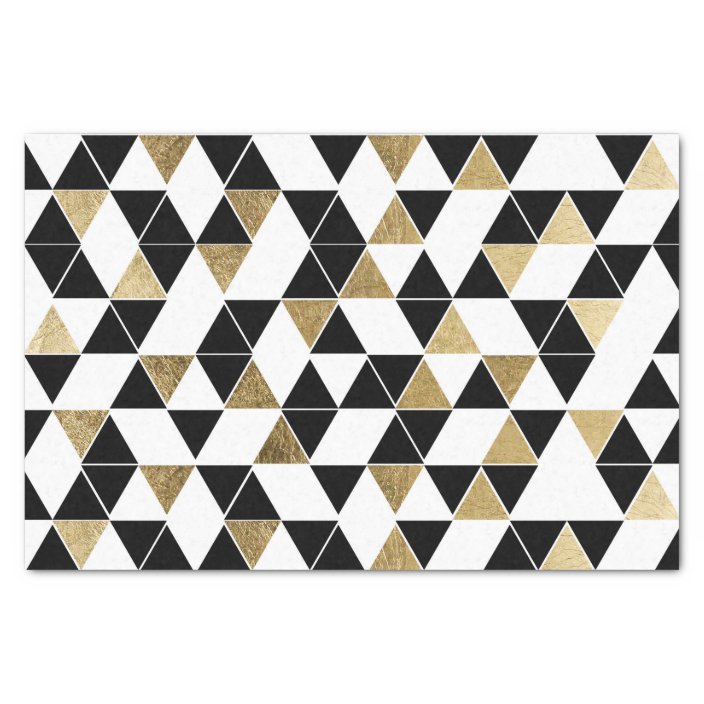 Modern Black, White, and Faux Gold Triangles Tissue Paper | Zazzle.com