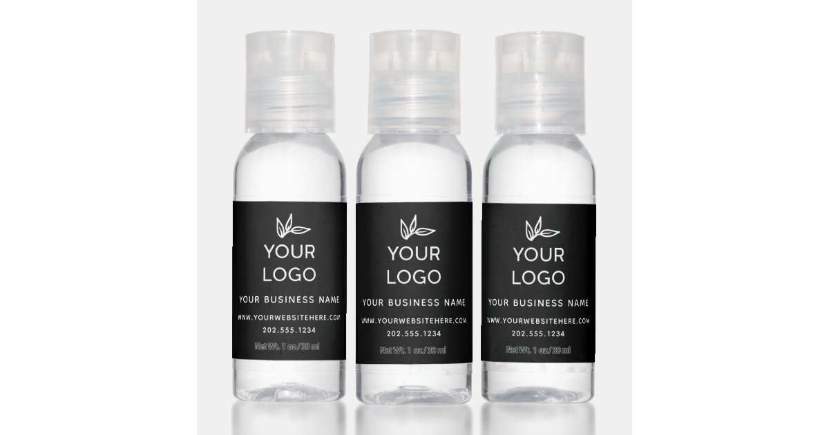 Modern Black & White Business Branding Custom Logo Hand Sanitizer | Zazzle