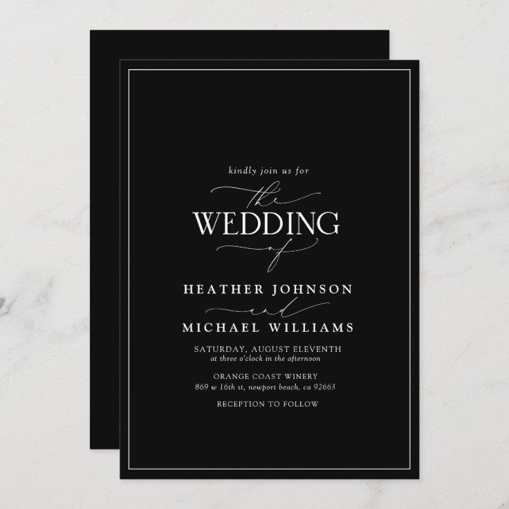 Modern Black & White Calligraphy Wedding Invitation | Zazzle Modern Black & White Calligraphy Wedding Invitation | Zazzle